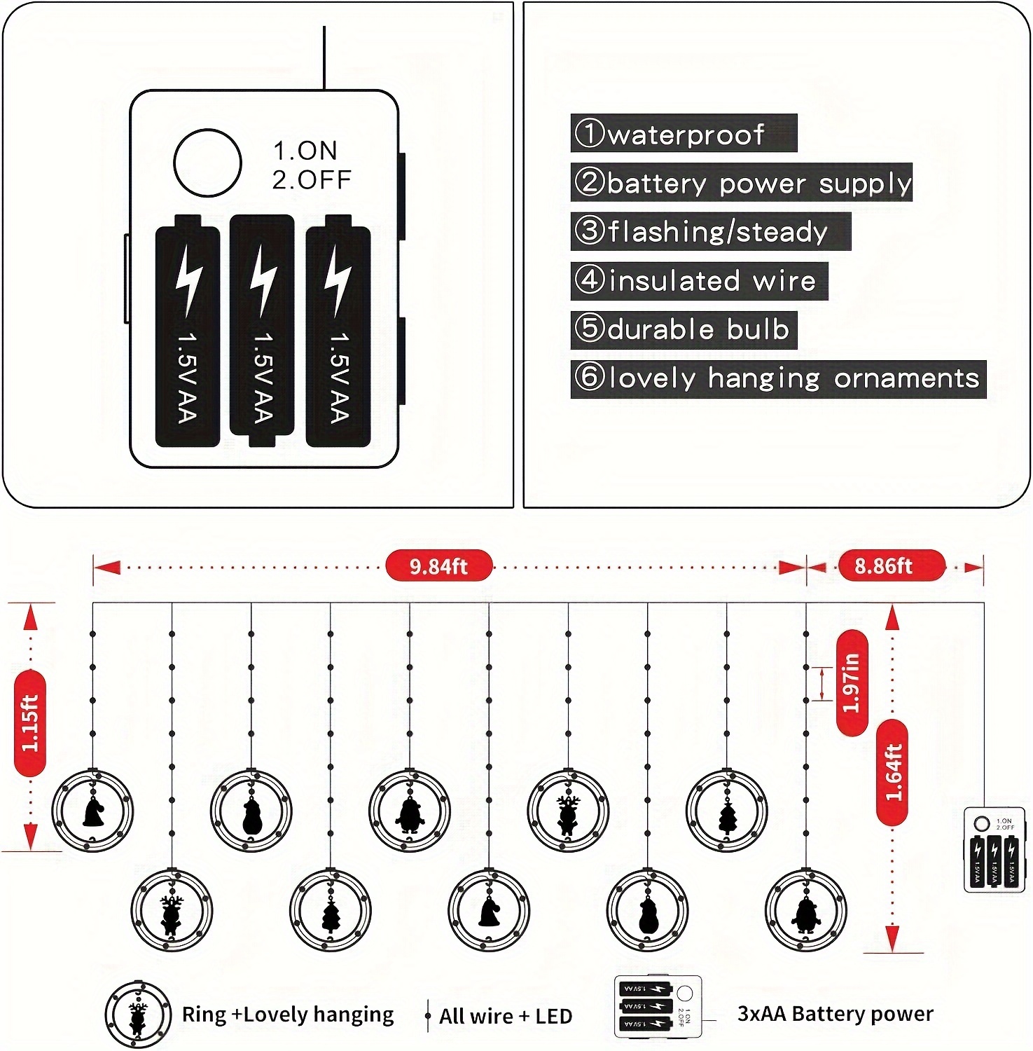 Copper Hanging Christmas Led String Lights Battery powered - Temu