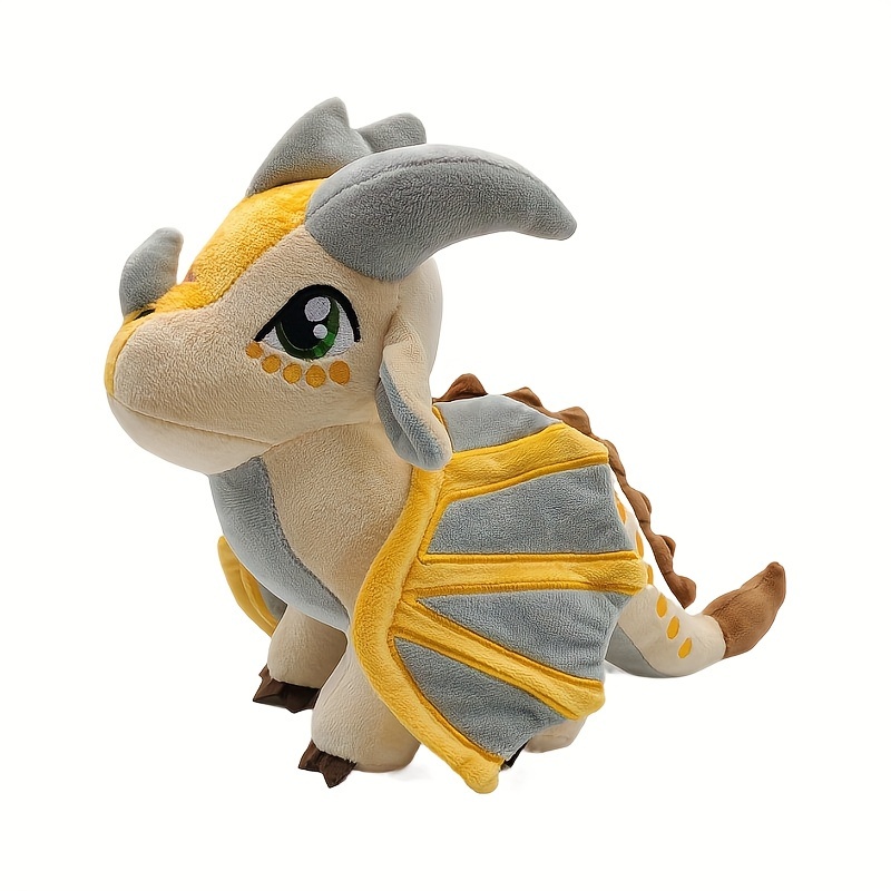 Cuddly Wheat Colored Dragon Plush Toy with Big Eyes Soft PP Stuffed Animal Doll