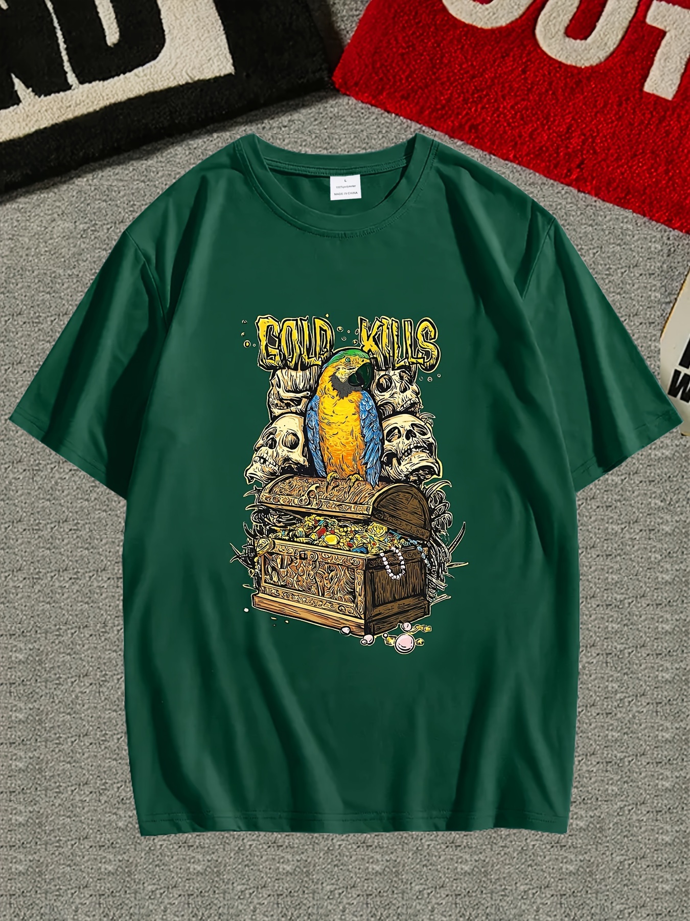 Men's Parrot Treasure Print Short Sleeve T shirts Comfy - Temu Australia