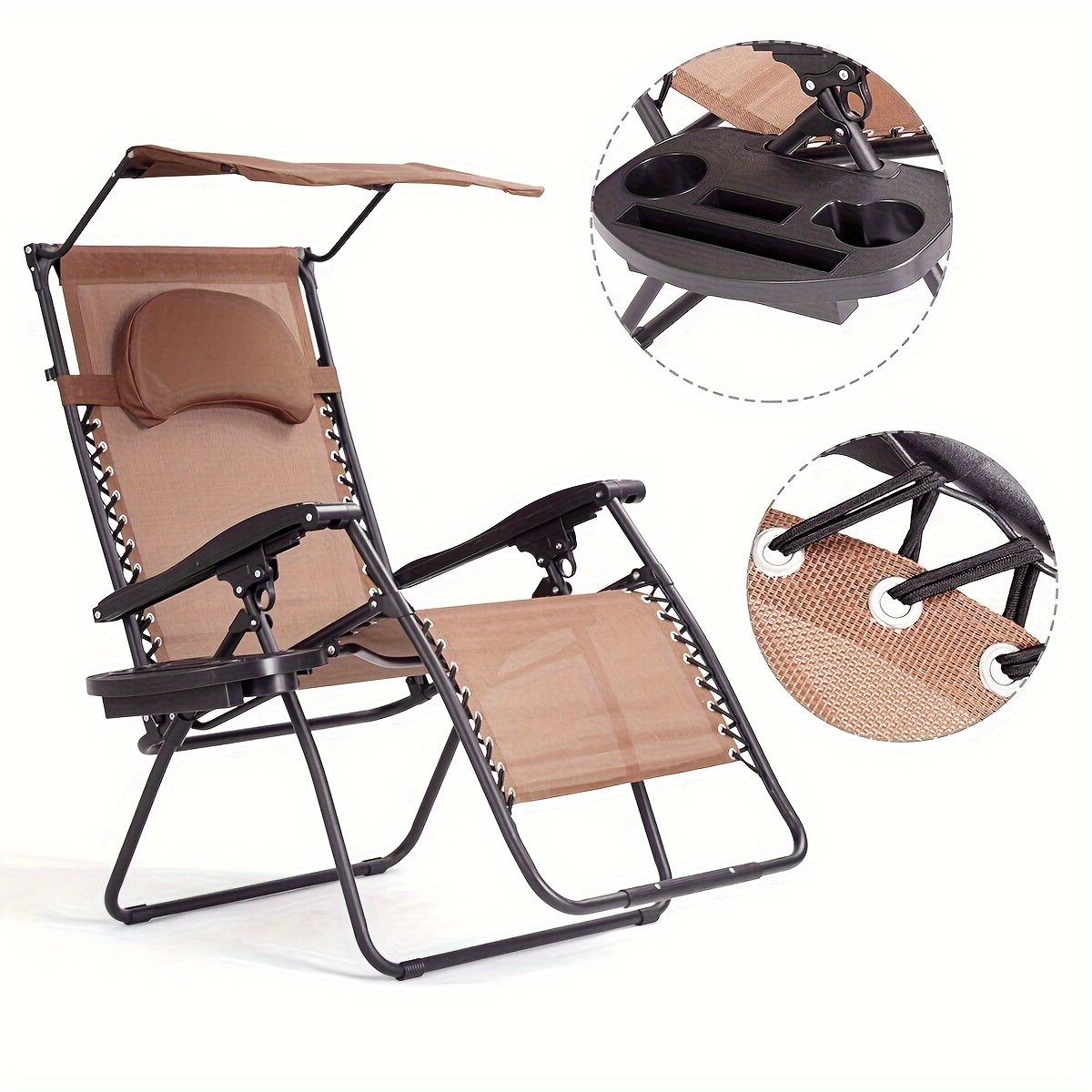 Folding Recliner Zero Gravity Lounge Chair W/ Shade - Temu
