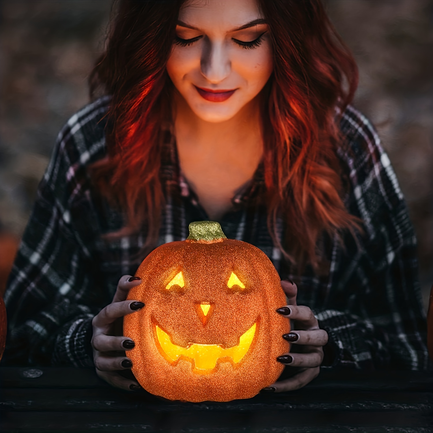 1pc, Led Lighted Pumpkin Jack-o-lantern For Spooky Halloween ...