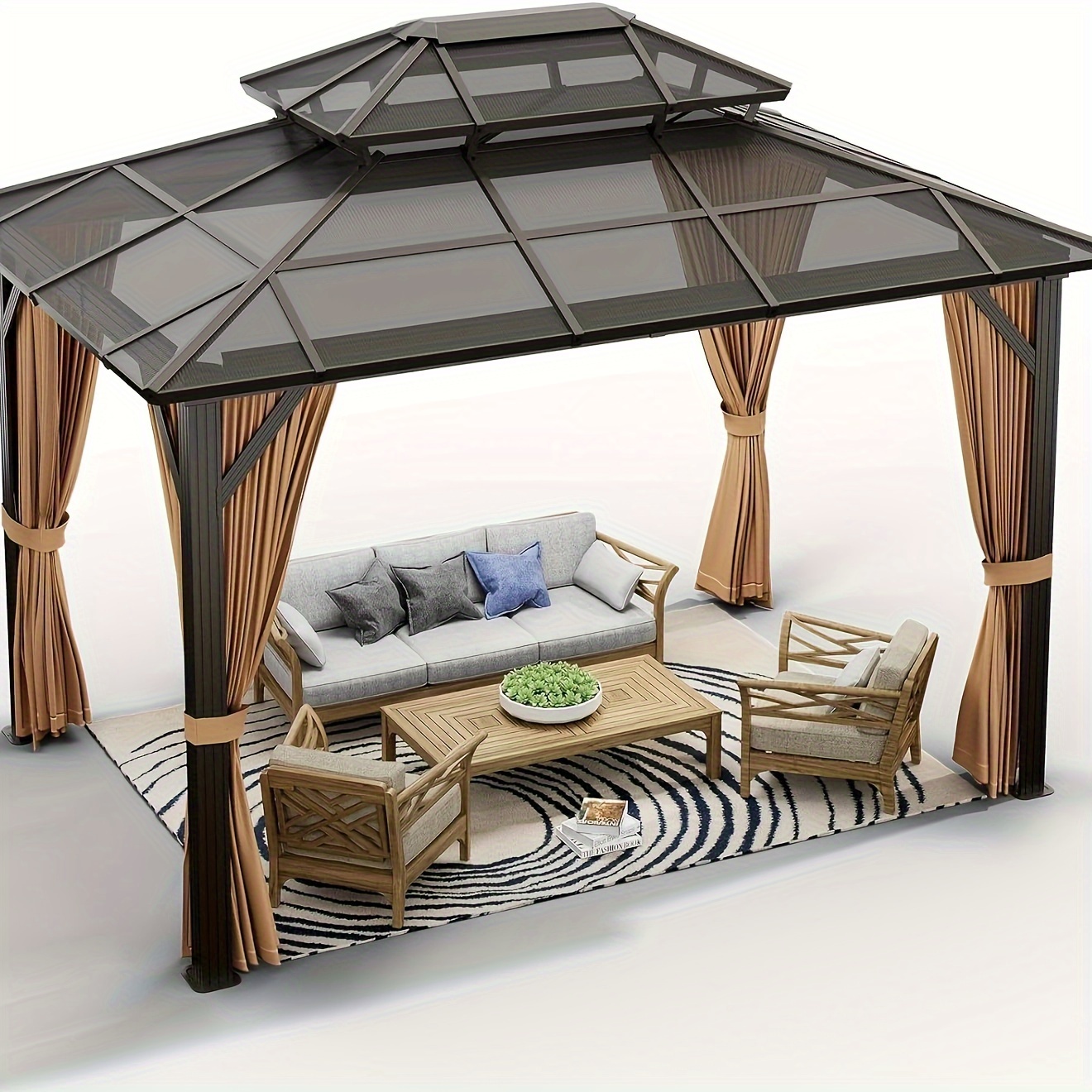 Gazebo Double Roof Canopy Netting Curtains Outdoor - Temu