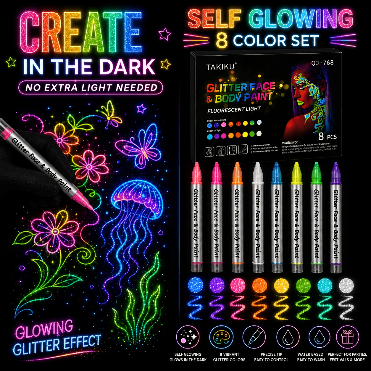 glow in the dark markers sold on Temu United States