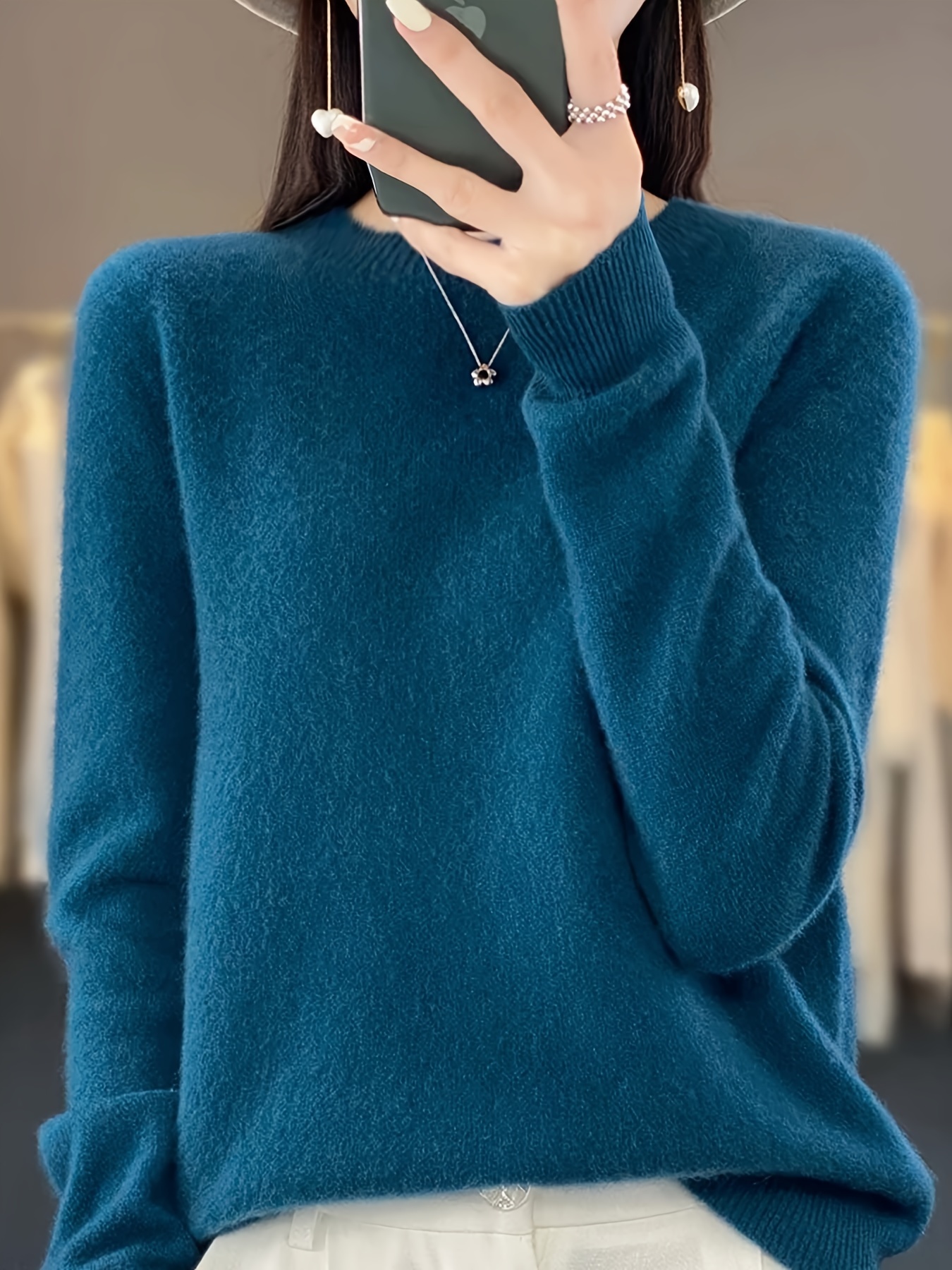 Crew Neck Pullover Sweater Casual Long Sleeve Top Spring - Temu Philippines