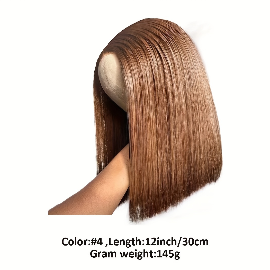 Brown Short Bob Wig Human Hair 4 Glueless Straight 13x4 Hd - Temu New ...