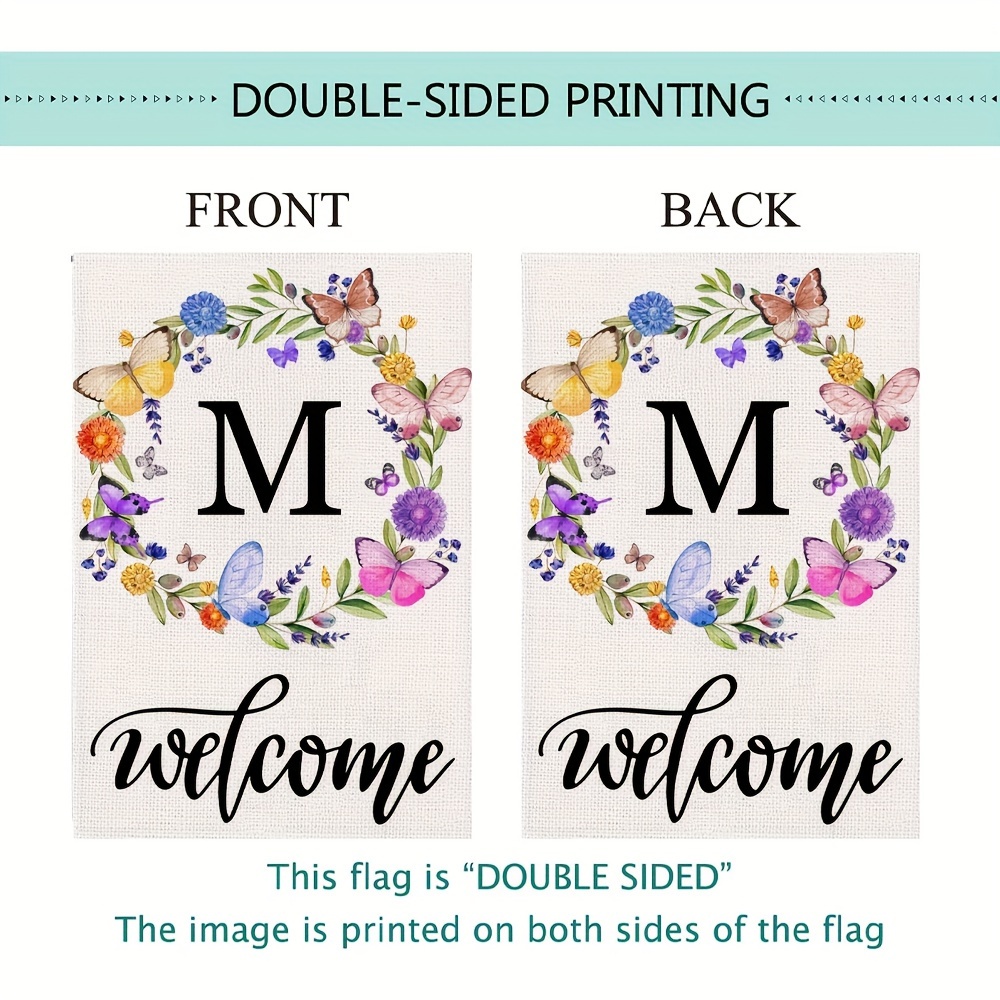 Monogram Last Name Initials Garden Flag Plant Colorful - Temu