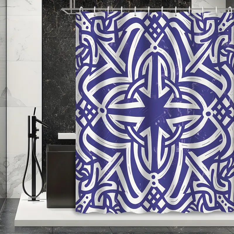 Artistic Geometric Bohemian Shower Curtain With 12 Hooks Waterproof