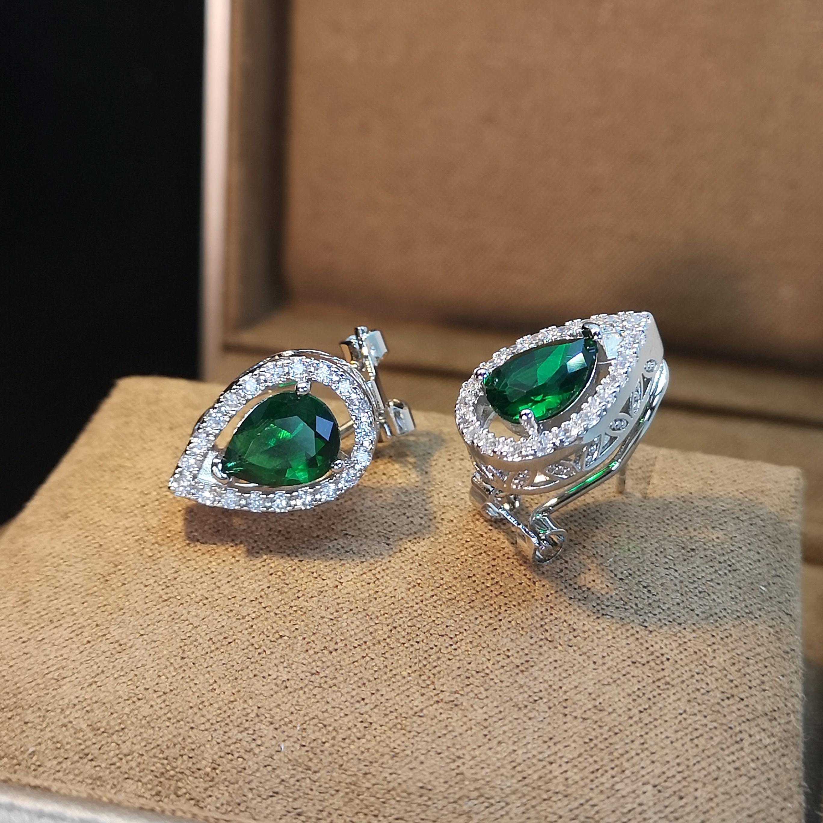 Luxury Water Drop Shape Full Zircon Stud Earrings Female - Temu United ...