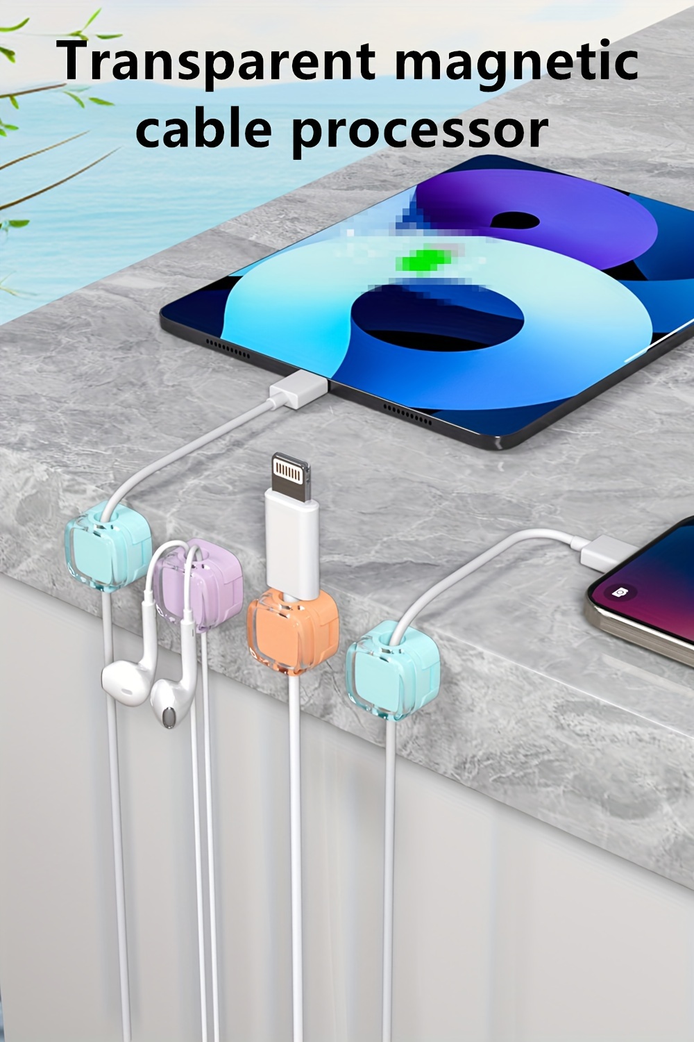 Vibrant Magnetic Cable Organizers: Durable Plastic Desk Wall - Temu