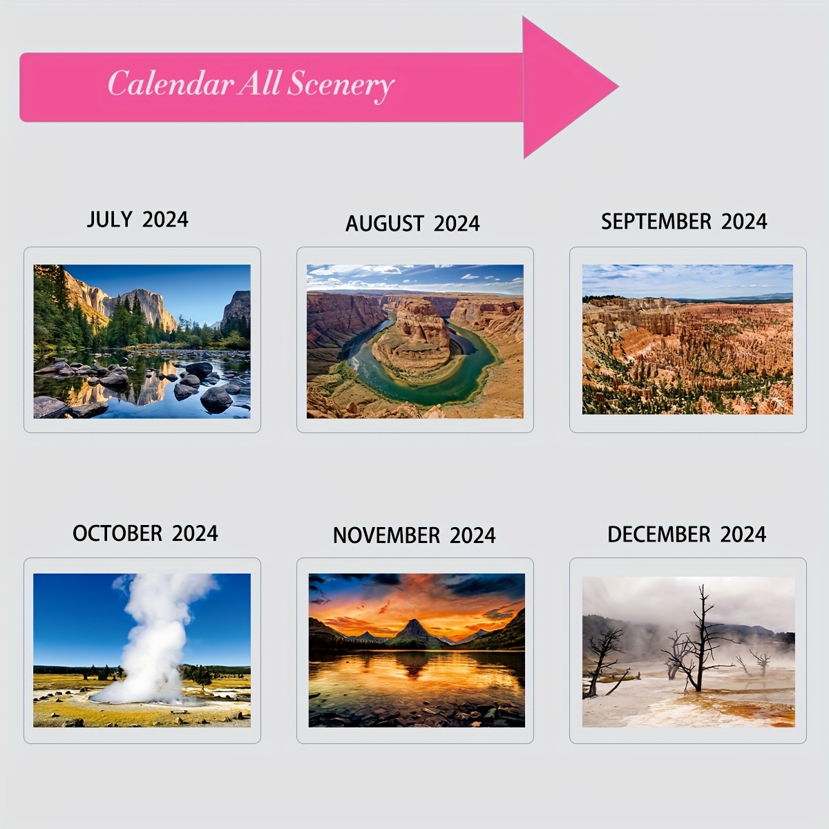 Kalendar sa američkim pejzažima veličine A3 jul 2024 jun - Temu Serbia