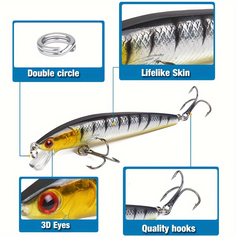 floating bionic minnow lure artificial hard treble hook - {region_name}