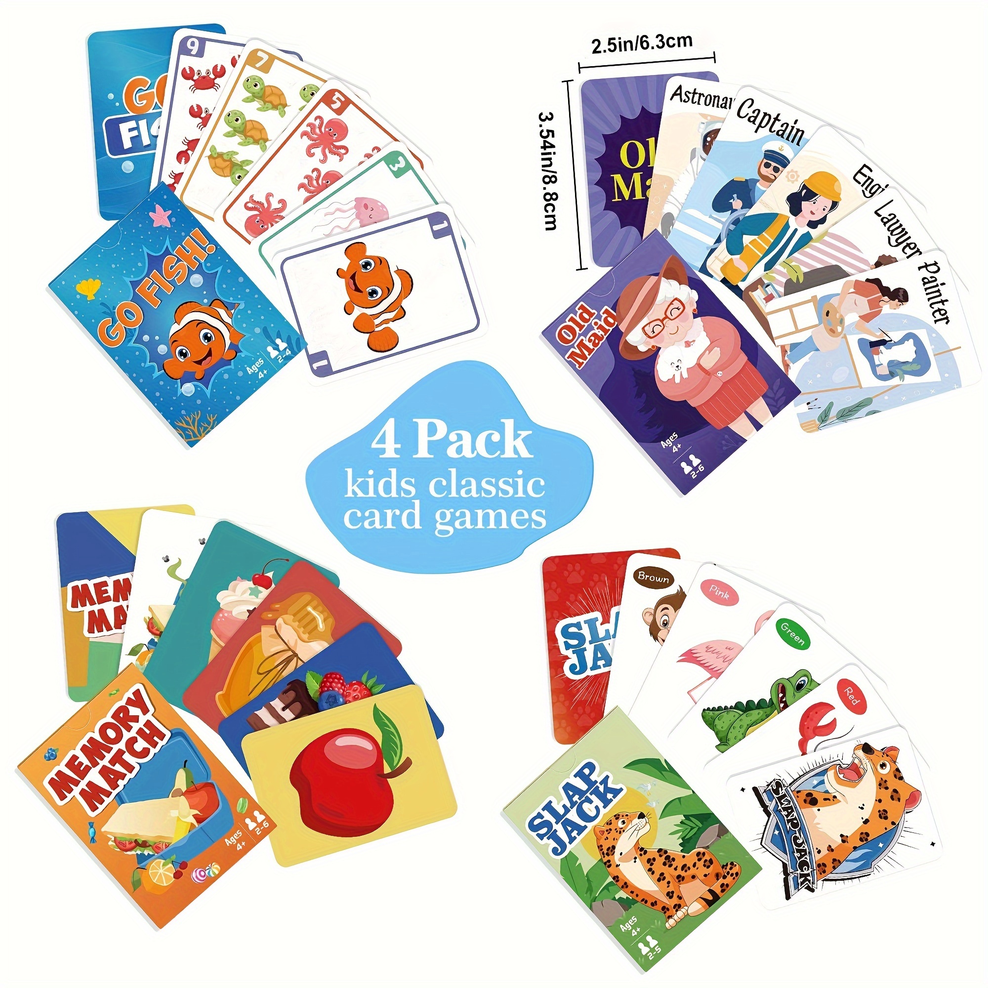 Set De 4 Jocuri De Cărți Clasice Pentru Copii - 172 De Cărți, Include ...