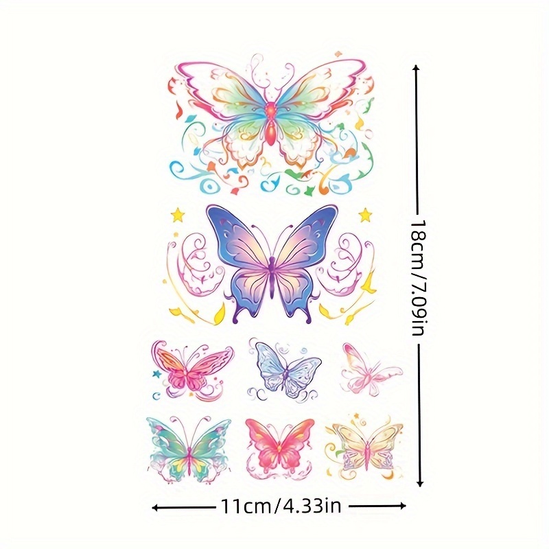 Waterproof Temporary Tattoos - 58 Vibrant Butterfly & Floral Designs ...