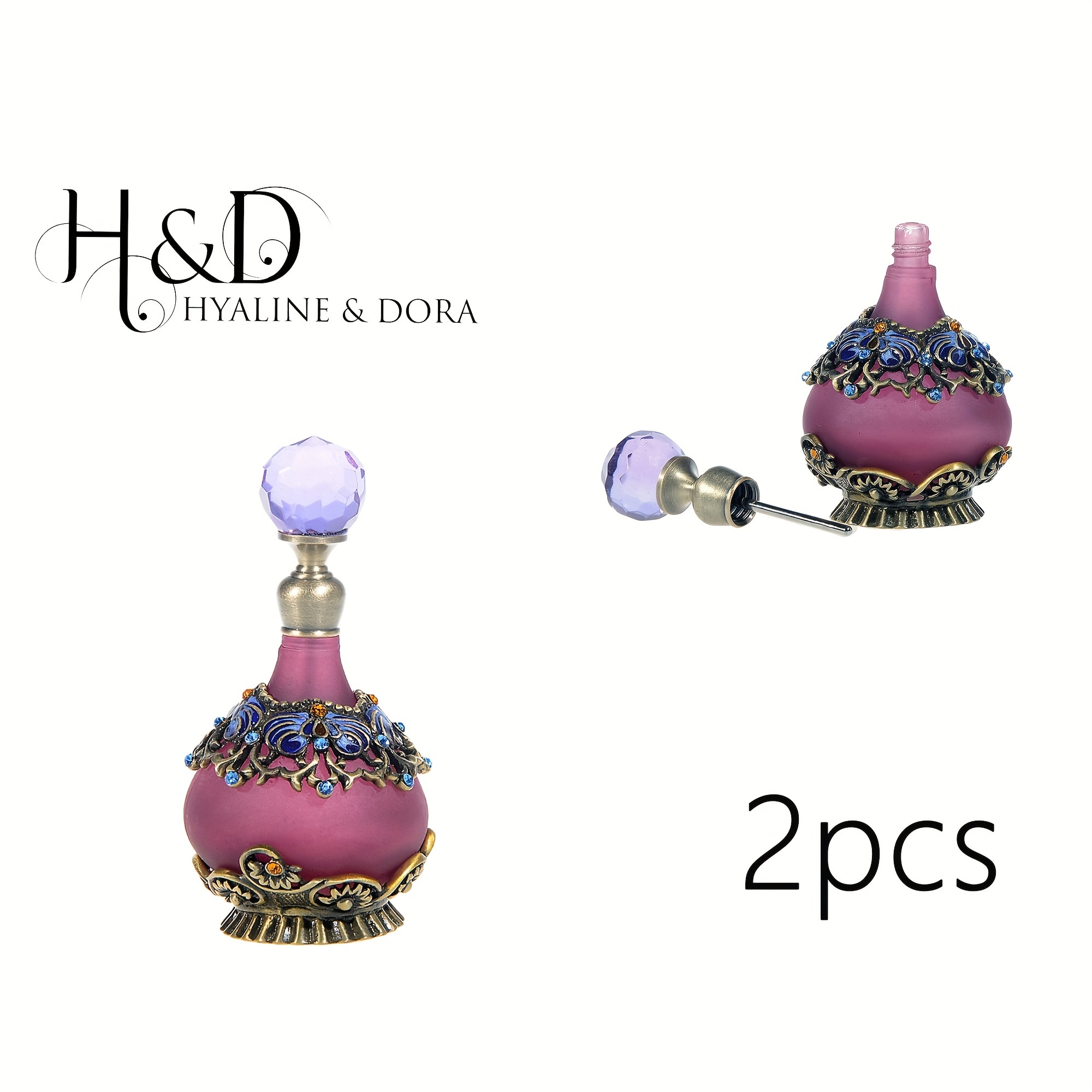 H d Hyaline Purple Crystal Perfume Bottle Vintage - Temu