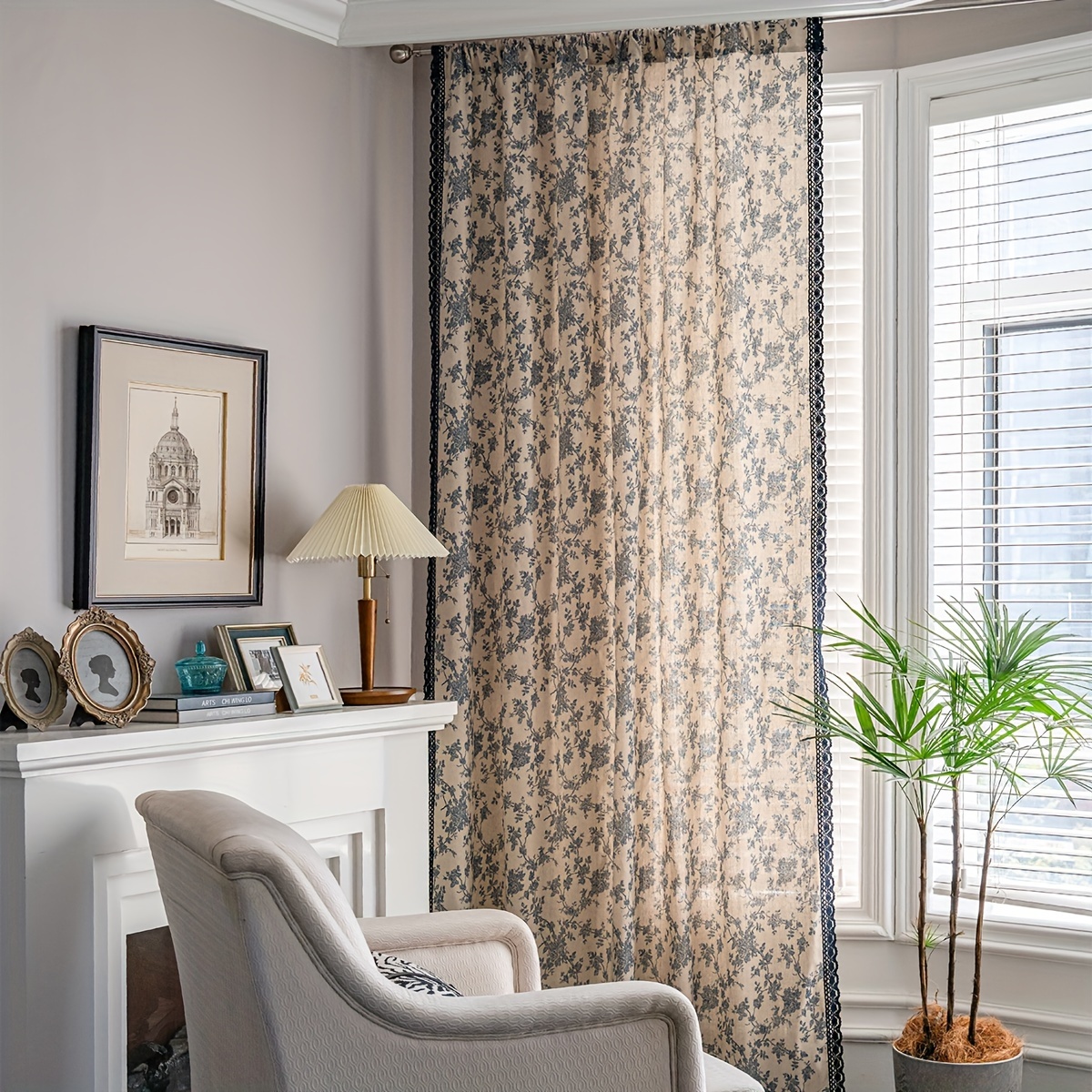 Floral Pattern Curtains Decorative Window Drapes Window - Temu United ...