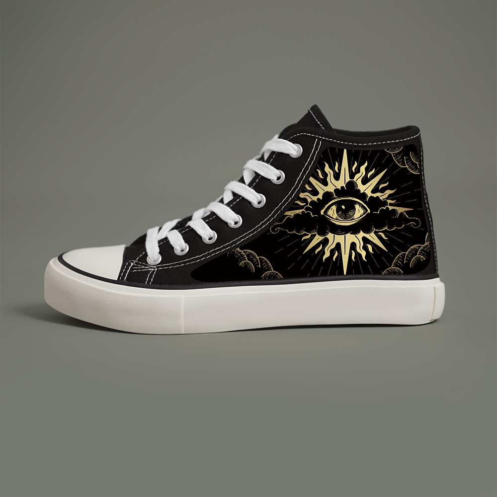 Mens Trendy High Top Abstract Eye Pattern Skate Shoes Comfy Non Slip ...