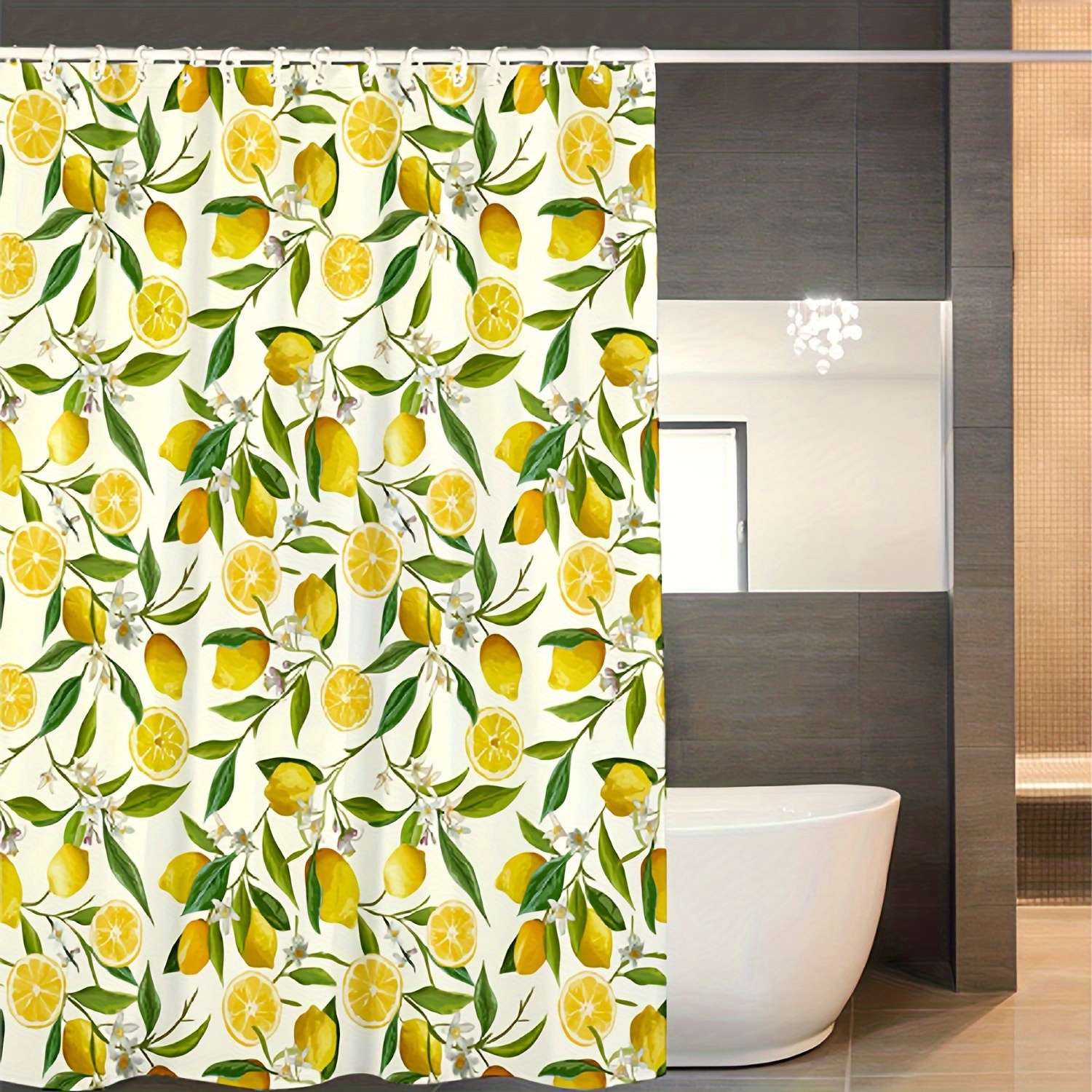 Lemon Cactus Printed Shower Curtain Waterproof Shower - Temu Australia