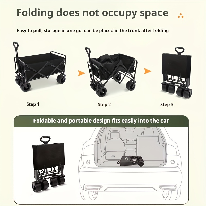 Heavy duty Folding Utility Cart Waterproof Metal Garden - Temu