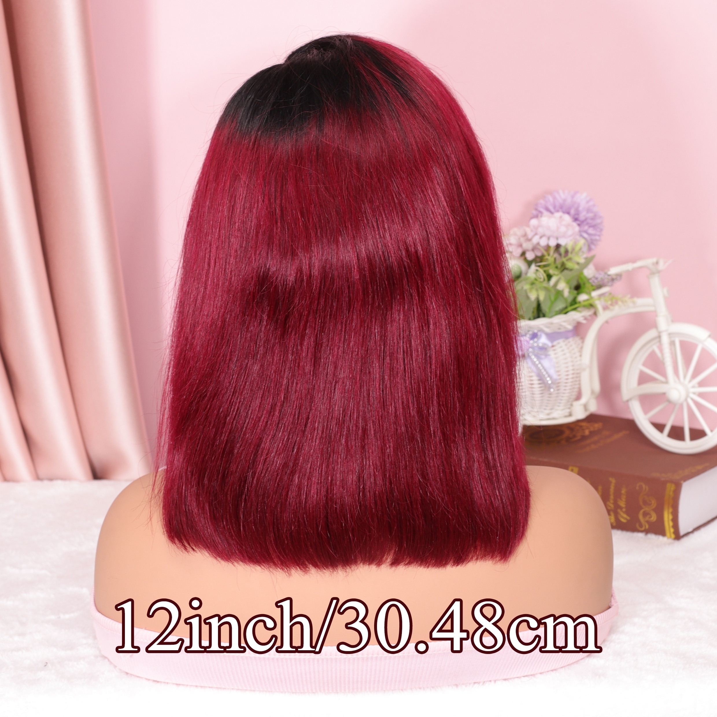 200density Ombre 99j Burgundy Lace Front Bob Wigs - Temu