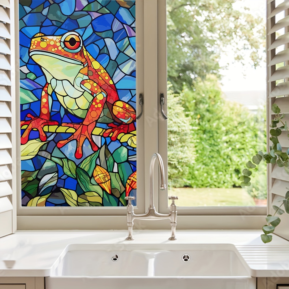 Stained Glass Window Film Frogs Pattern Static Cling - Temu Australia