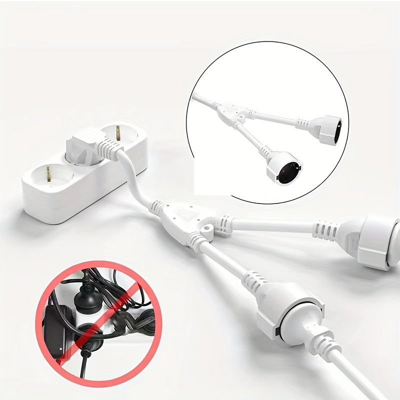 Hitrends 0 34m Schuko Y Splitter Extension Cable Double Outlet Power ...