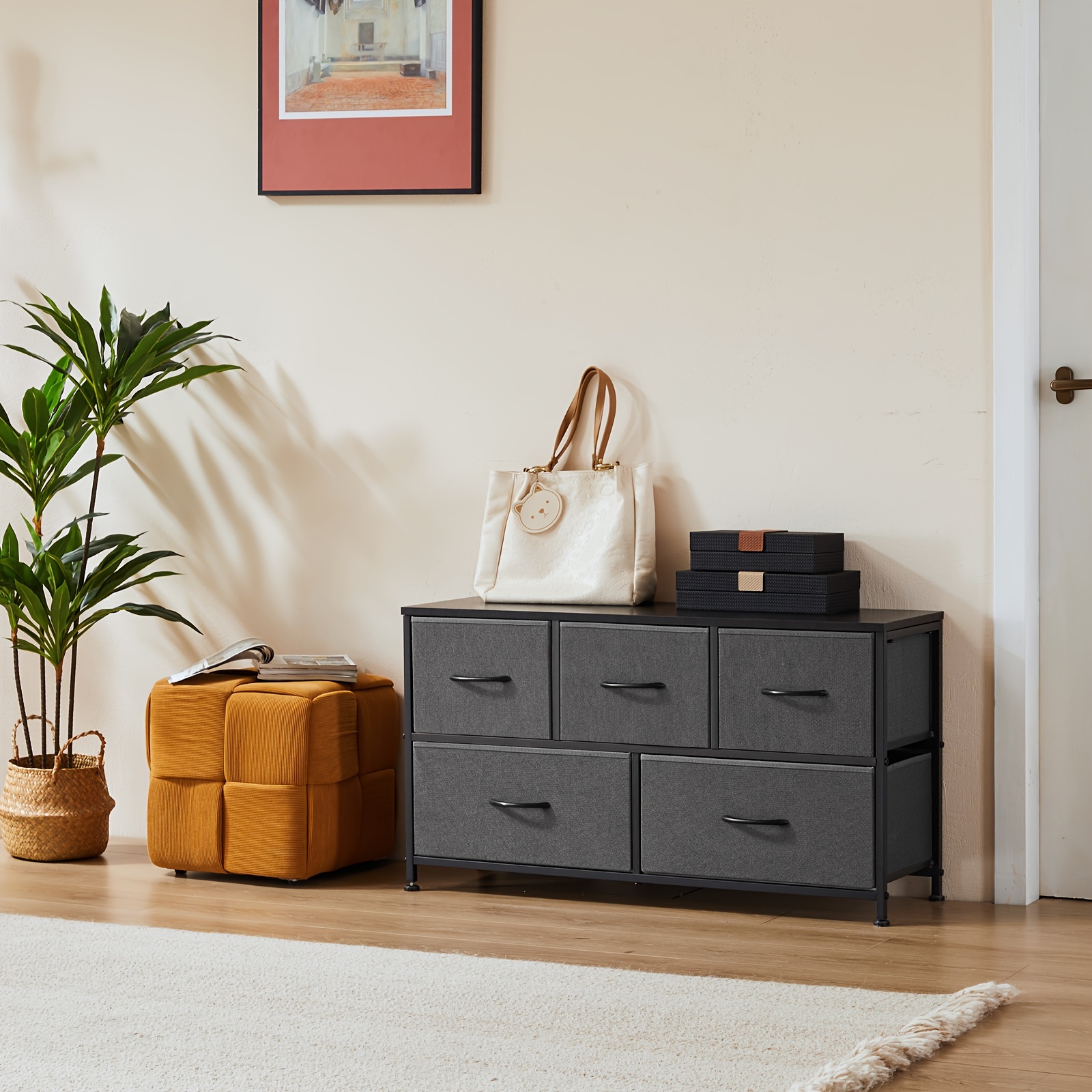 small dresser 5 fabric drawers bedroom storage kids room Temu