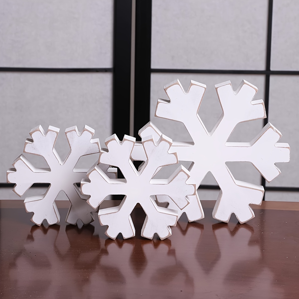 Rustic Wooden Snowflake Decorations Country - Temu