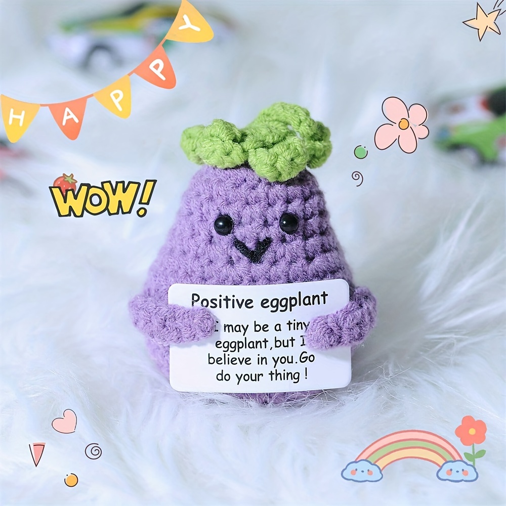 1pc, Funny Mini Positive Pineapple Mini Eggplant, 3in Cute Crochet Doll ...
