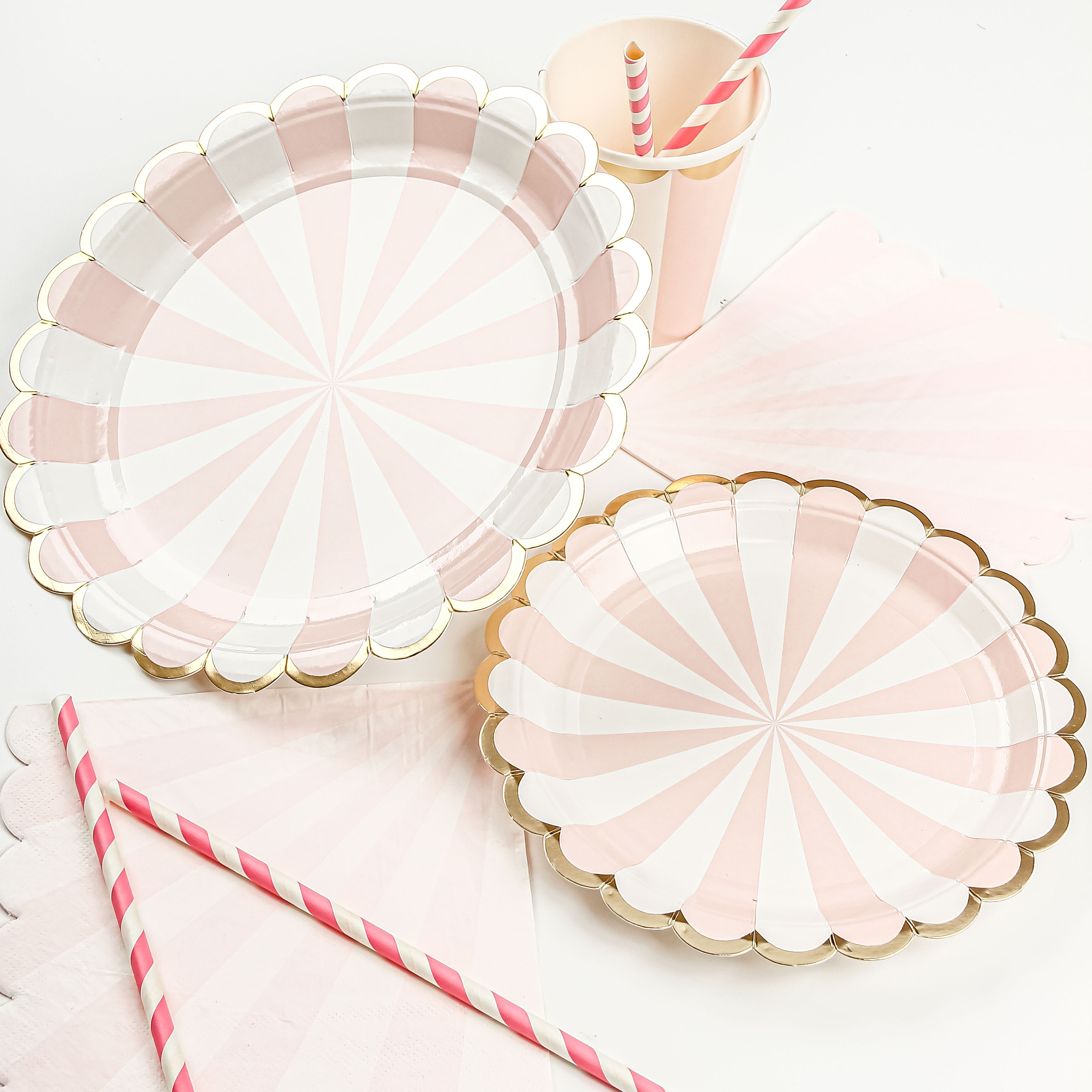 Disposable Tableware Set Flower Shaped Stripe Paper Cups - Temu New Zealand