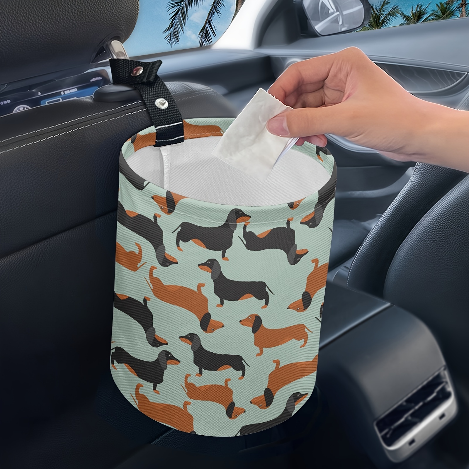 Cute Dachshund Dog Print Car Trash Women Girl Foldable Auto - Temu Canada