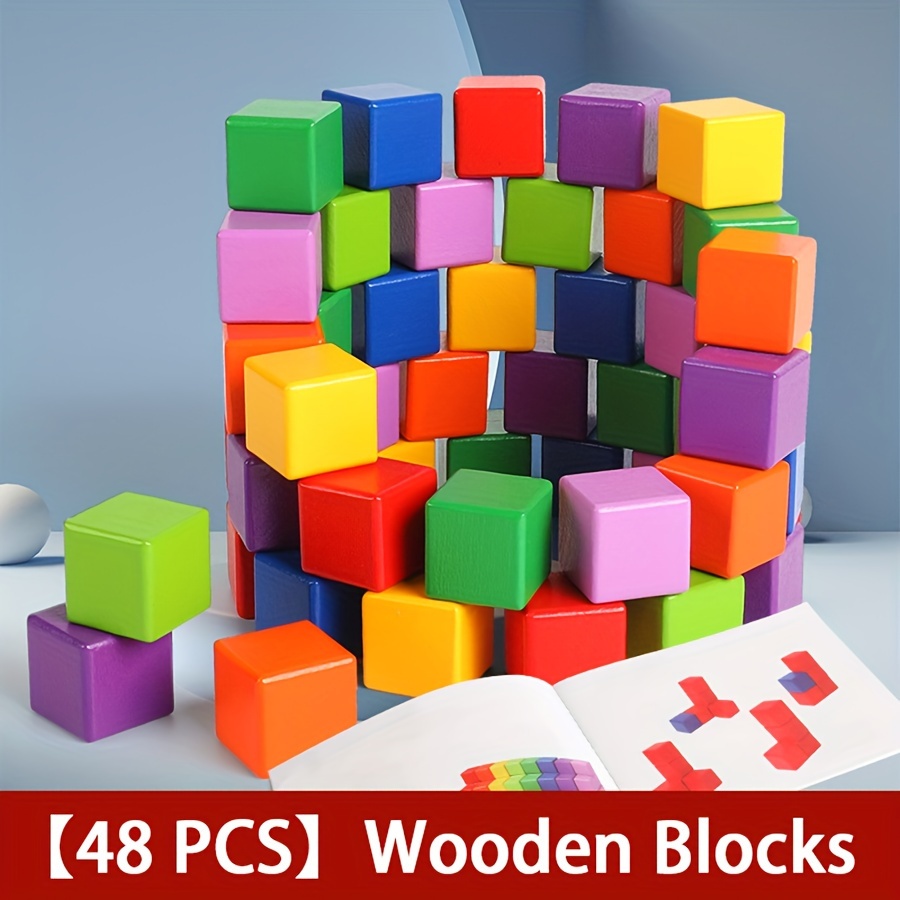 Montessori Wooden Block Set: Color Recognition & Fine Motor Skills ...
