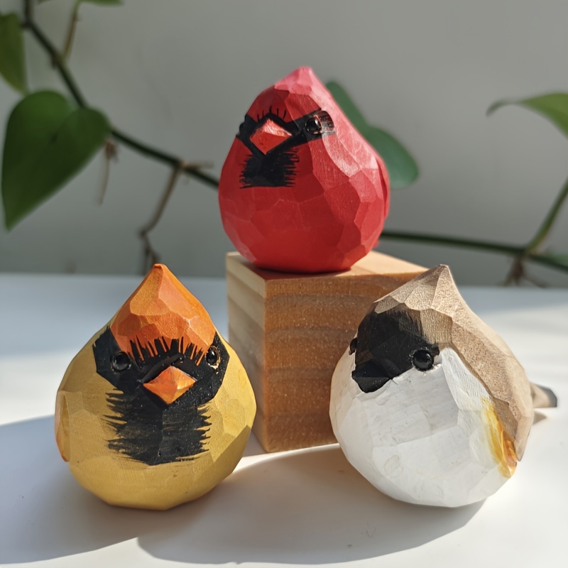 handcrafted wooden red bird sculpture: a festive - Temu