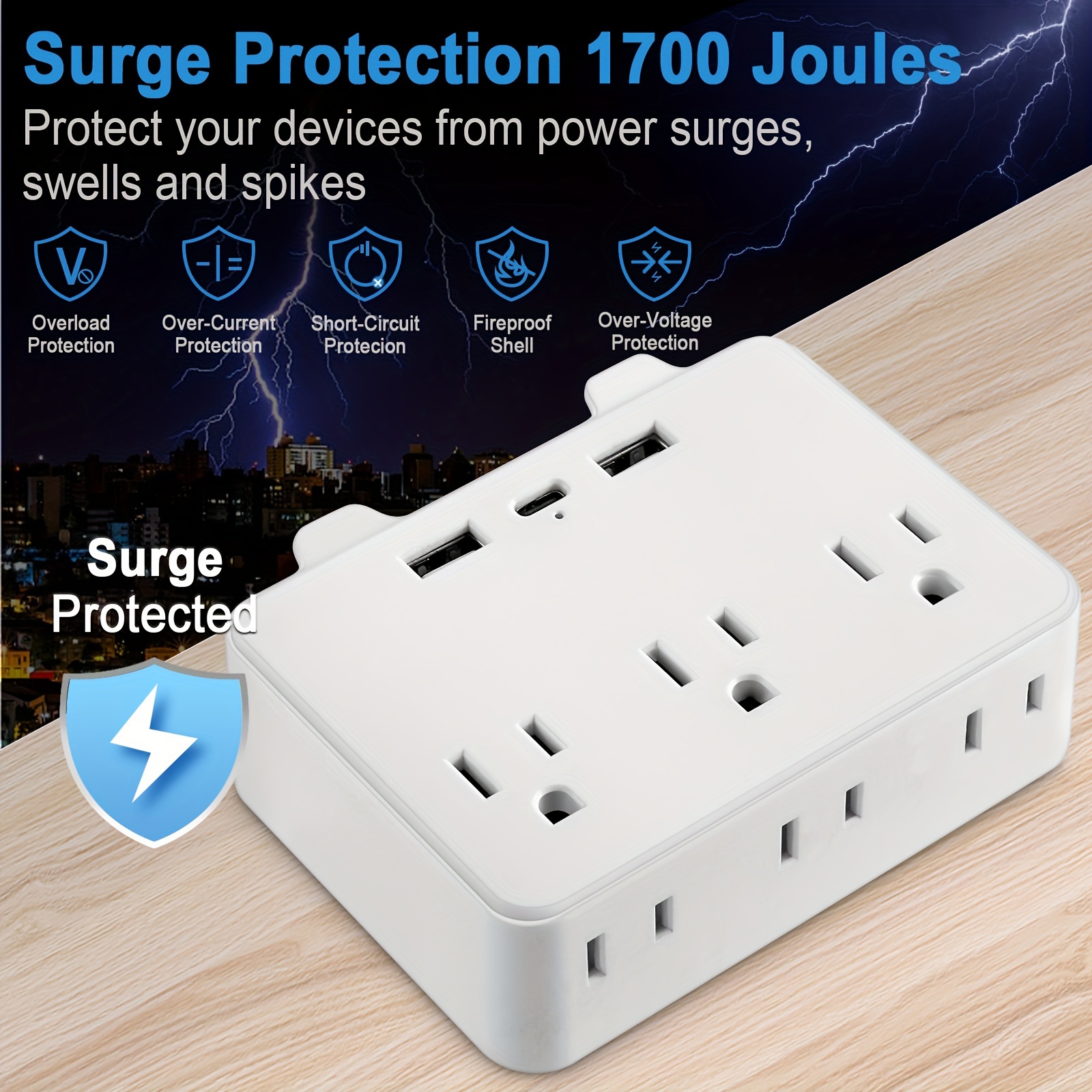 Universal Power Adapter 6 Ac Outlets + 3 Usb - Temu