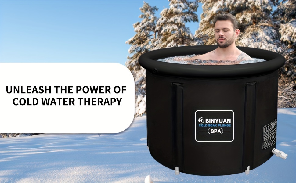 Xl Portable Round Plastic Ice Bath Tub With Cover, Waterproof Outdoor ...