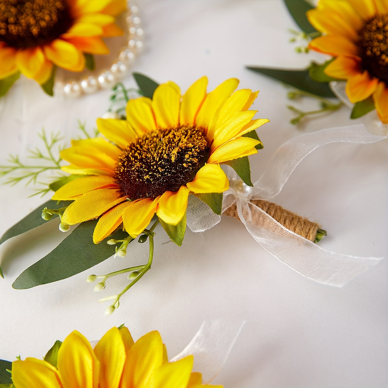 sunflower handmade simulation flower wedding corsage wrist Temu