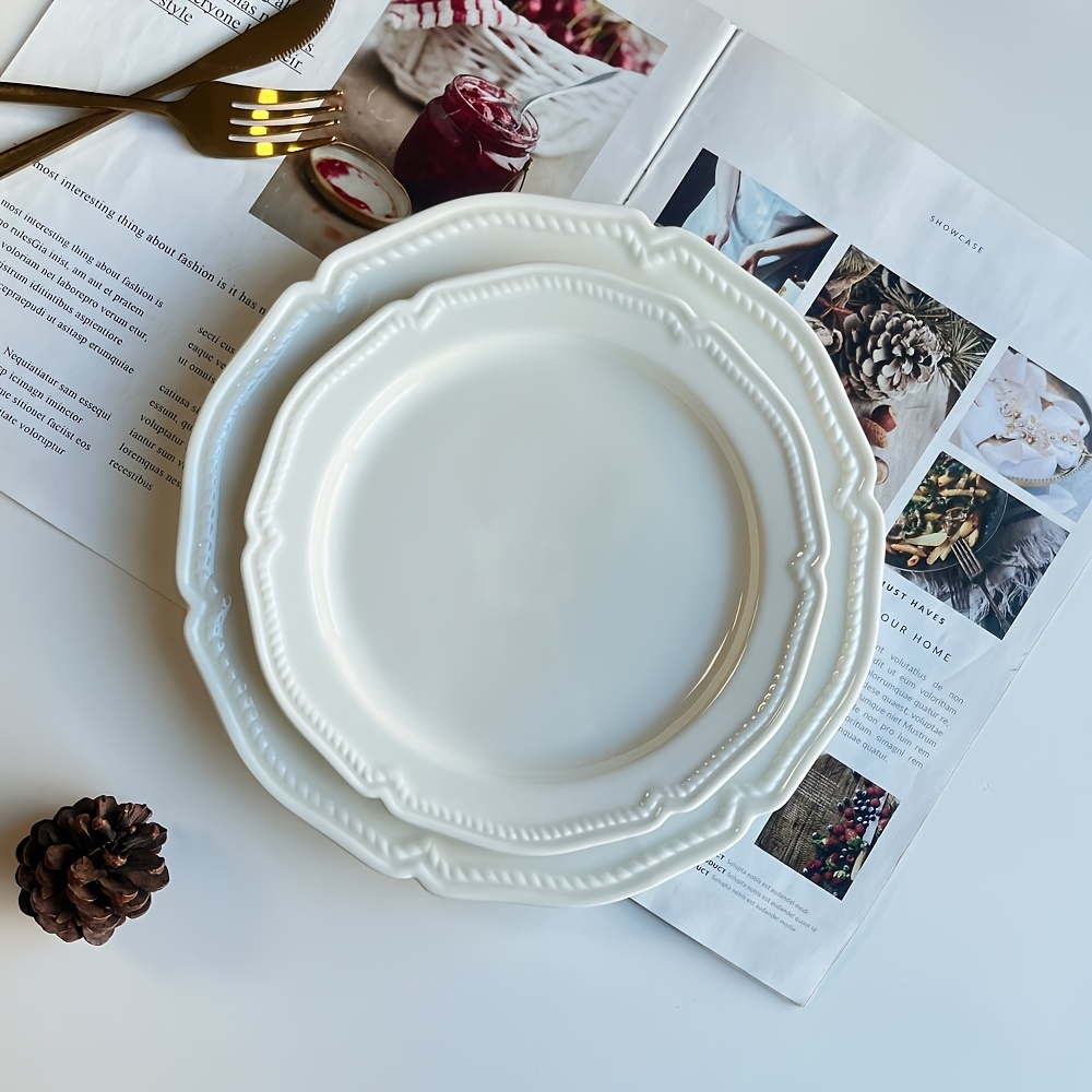 elegant french inspired ceramic plate steak pasta dish - Temu