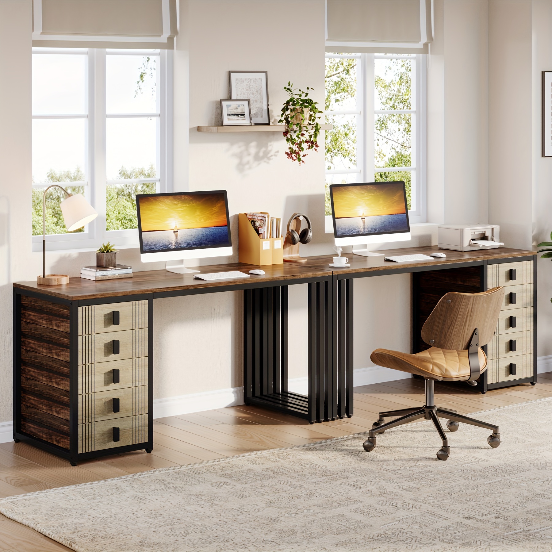 Computer Desk 5 Drawers Home Office Desk Reversible Drawer - Temu