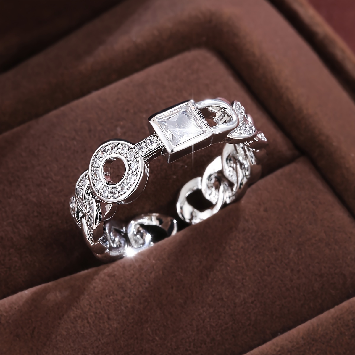 Unique Design Key Lock Zircon Ring 18k Gold Plated Chain - Temu United ...