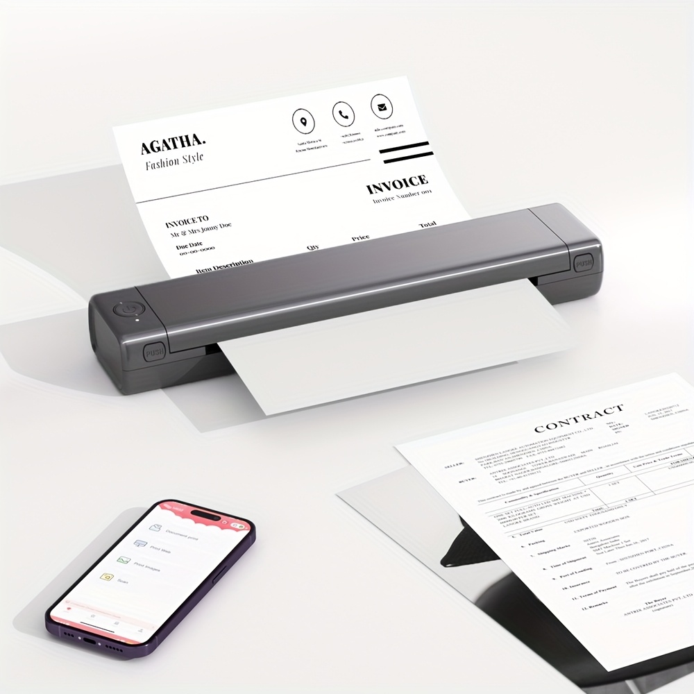 Inkless Portable Printer Compact Wireless Thermal Mobile Printer for Business Travel Office School and Home Compatible with and IOS Phones and