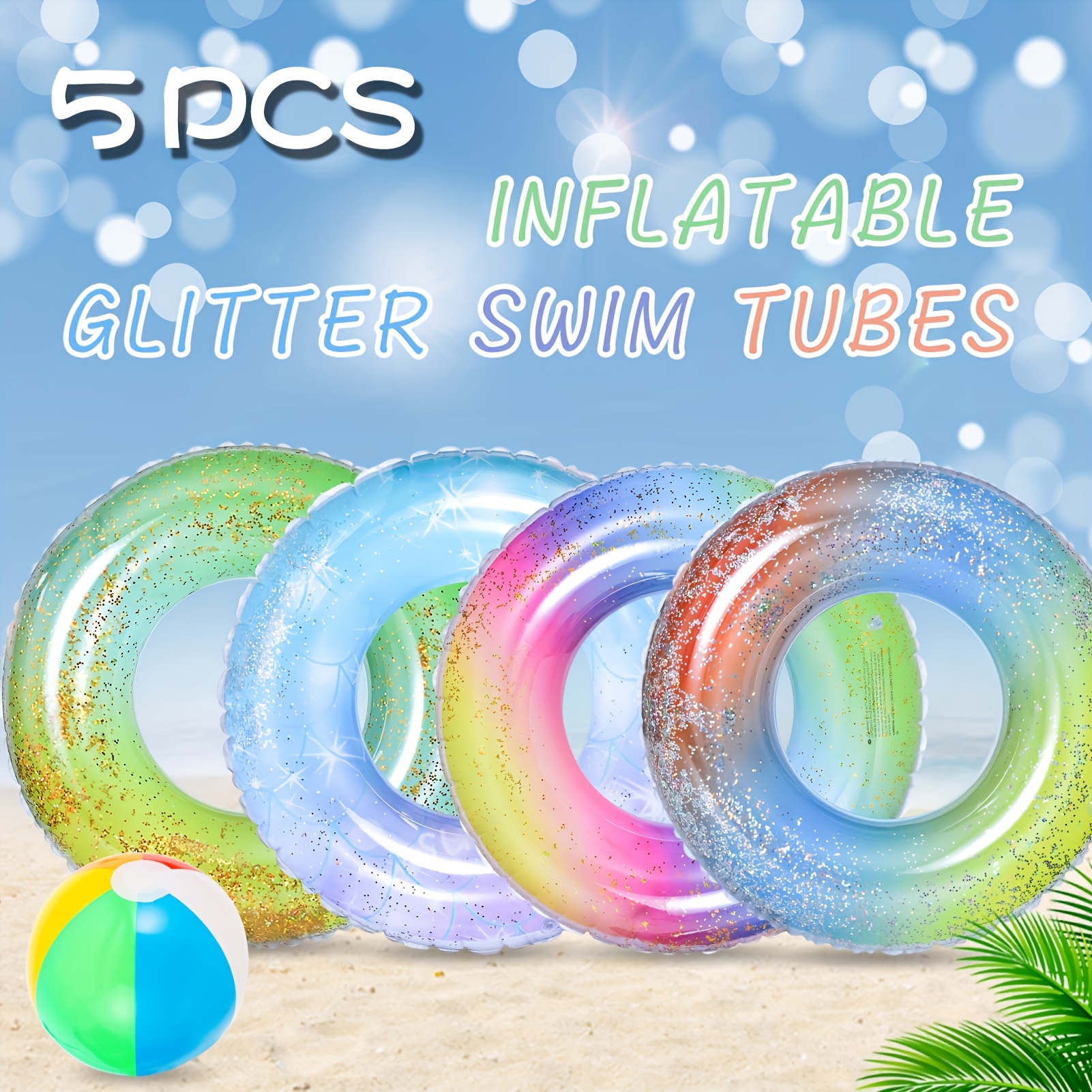 swimming rings 1 beach ball inflatable pool floats kids - Temu