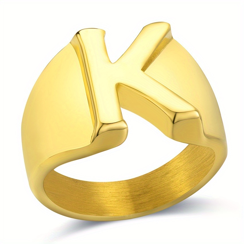 Fashion Stainless Steel Golden Ring Men Non fading Hip Hop - Temu ...