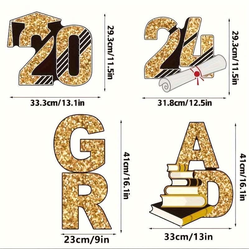 Golden "2024 Grad" Sign Stakes Graduation Decorations Garden - Temu Canada