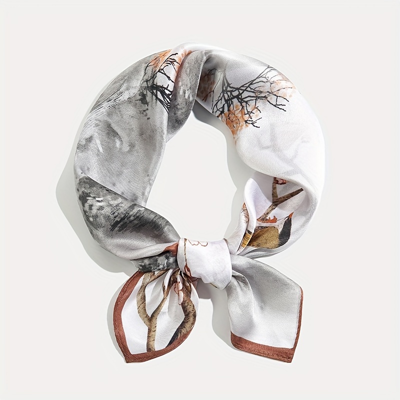 ink bird plum flower printed square scarf thin smooth - Temu Australia