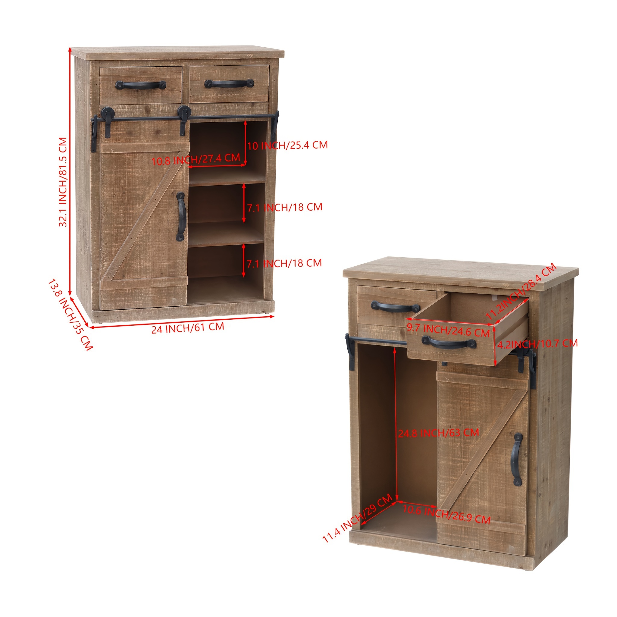 rustic barn end table wood console cabinet - Temu