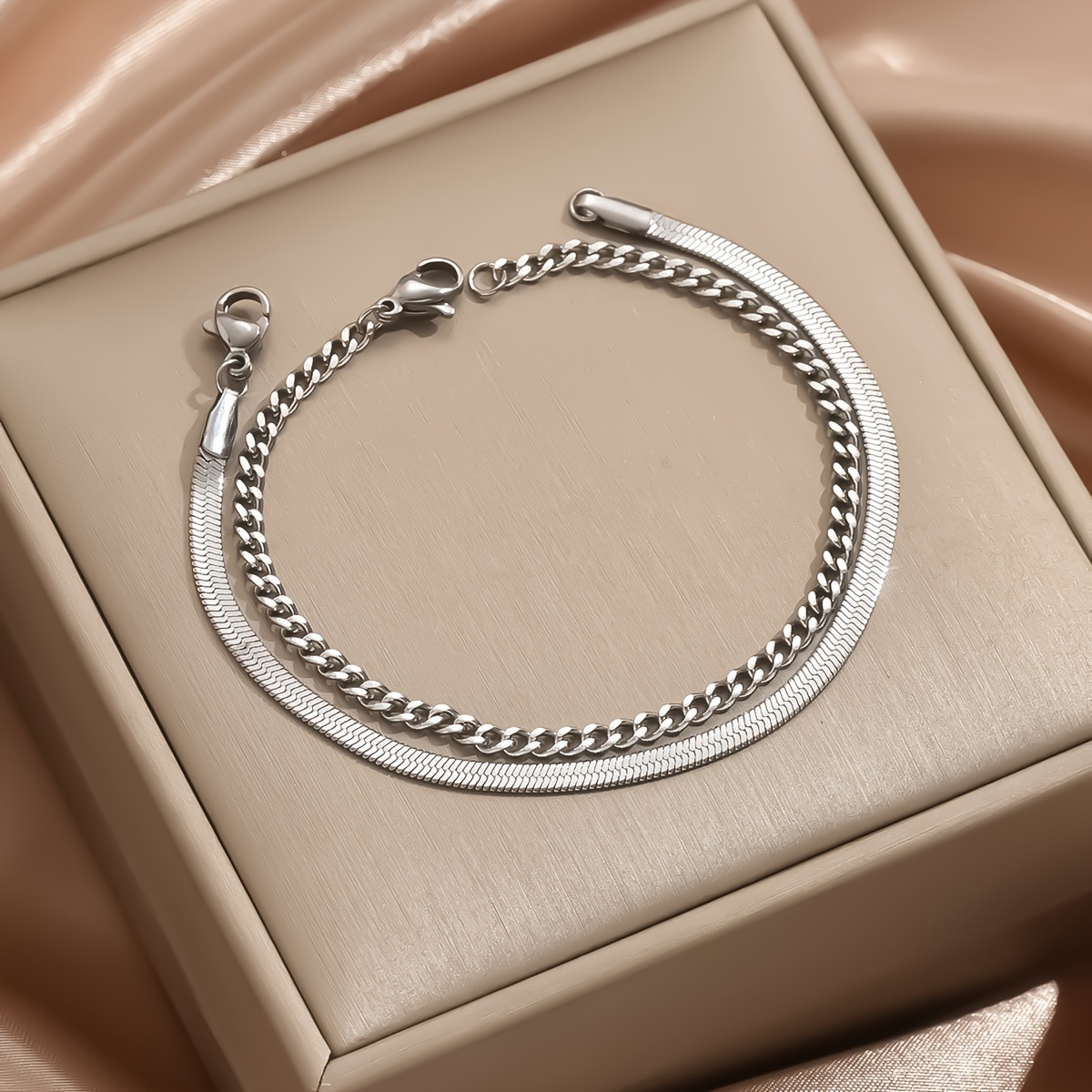 Golden Stainless Steel Chain Bracelet Multi layer Thick - Temu United ...