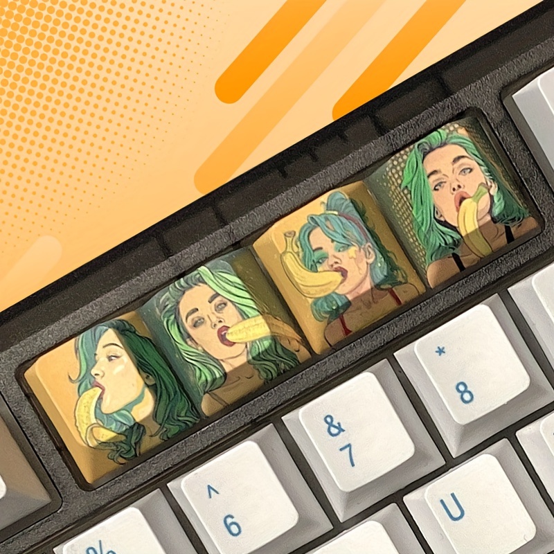 Cherry Profile R4 Height Custom Keycaps: Banana Girl Pbt - Temu United