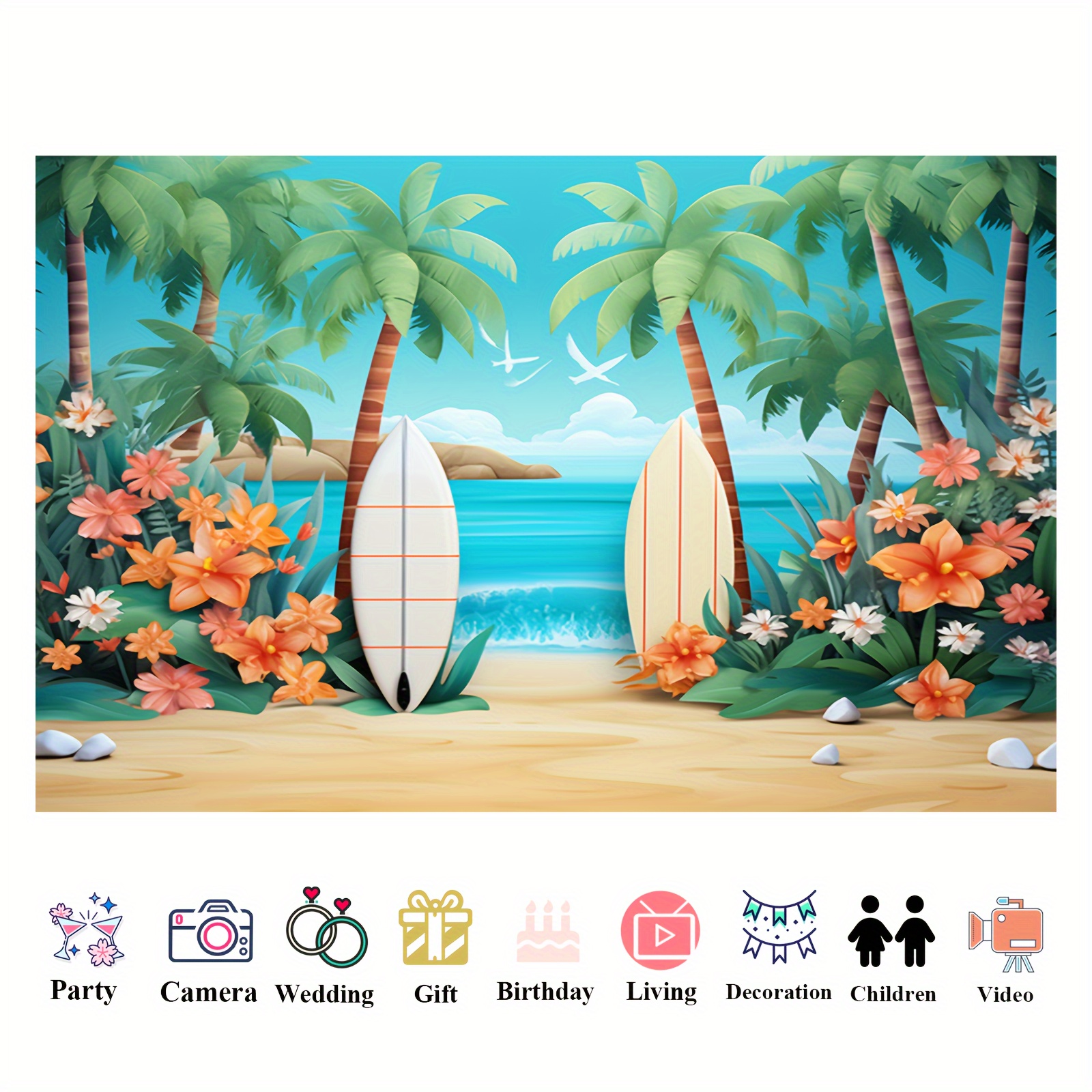 Hawaii Party Backdrop Decoration Fabric Summer Tropical Sea - Temu ...