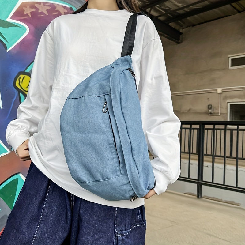Denim Crossbody Bag Couple Large Capacity Waist Bag Fashion - Temu ...