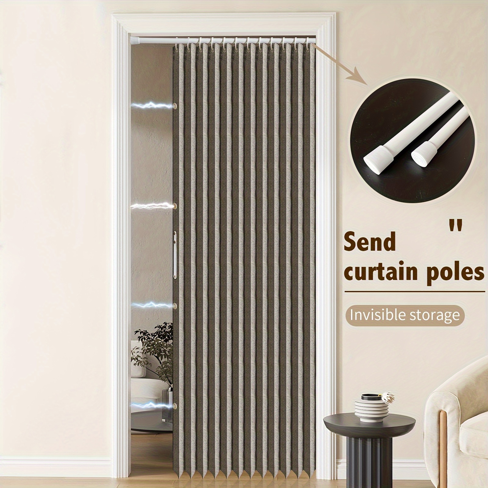Magnetic curtain rod for door store
