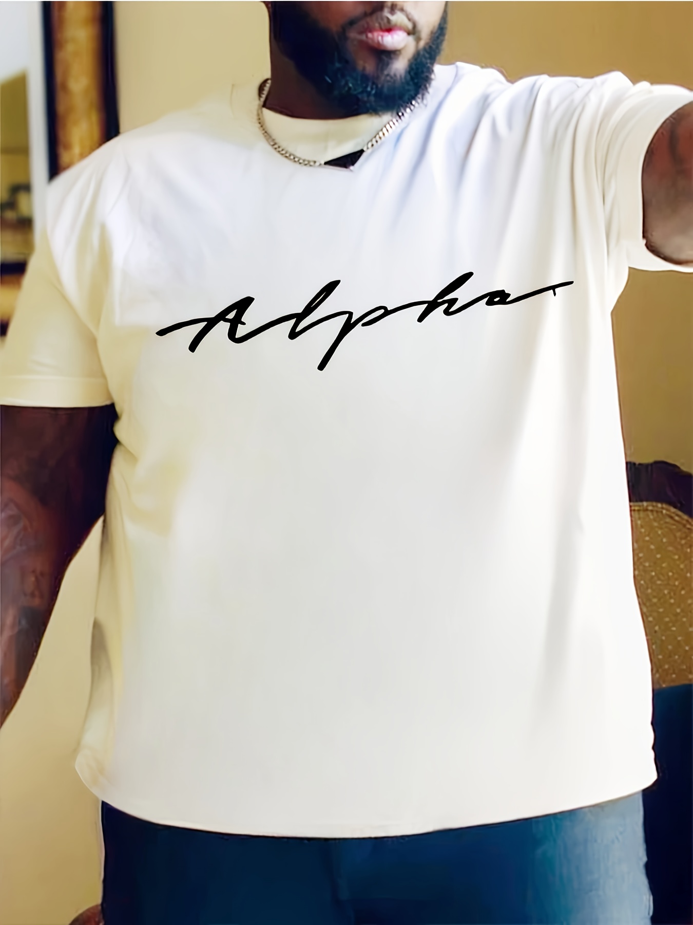 Plus Size Crew Neck T shirt Alpha Print Short Sleeve Sports - Temu New Zealand